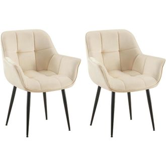 Clp 2er Set Esszimmerstuhl Roseville Samt creme