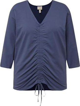 Ulla Popken T-Shirt pour Femme, Grandes Tailles, avec Manches et Cordon de Serrage, Bleu, 52/54 FR