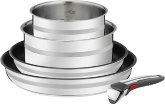 T-fal Jamie Oliver by Tefal Ingenio 5-teiliges Topf und Pfannenset abnehmbarer Griff, stapelbar, platzsparend, Topfset Induktion mit Antihaftversiegelung, e