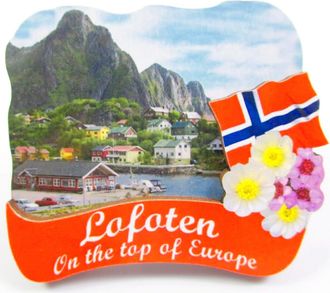 Generic Lofoten Magnet Holz Souvenir Norwegen Norway Dorf Flagge Meer