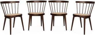 Sweeek 4er-Set St&uuml;hle aus Holz und Rattan-Geflecht