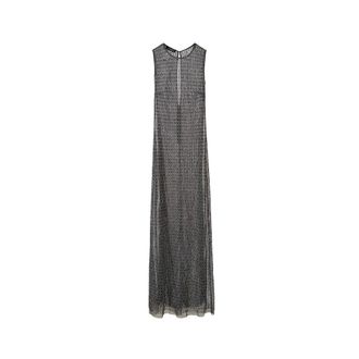 Fabiana Filippi Robe Longue en Tulle Brod&eacute; Moonlight - Femme - Robes - Noir - Taille: 38 FR