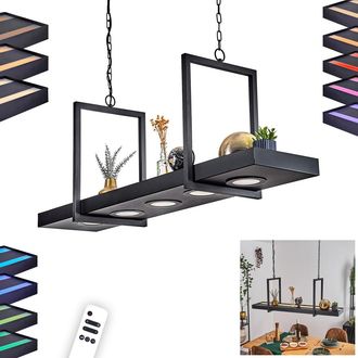 HOFSTEIN LED Pendelleuchte Genor, H&auml;ngelampe aus Metall/Kunststoff in Schwarz/Wei&szlig;, dimmbare H&auml;ngeleuchte mit RGB Farbwechsel, Touchdimmer, Fernbedienung und A