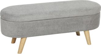 HOMCOM Banc banquette bout de lit - HOMCOM - coffre de rangement 2 en 1 en tissu avec pieds en bois 110l x 40P x 43H cm gris clair