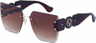 Generic Lunettes de soleil surdimensionnées sans monture pour femmes, lunettes de soleil de luxe sans monture pour hommes et femmes, lunettes anti-UV400, marr