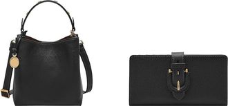 Fossil Damen Jessie Schwarze Ledertasche und Harwell Portemonnaie, Set