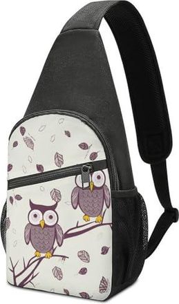 Generic Polyester Sacoche Homme Bandouliere Branches darbre hibou Sac à Bandoulière Léger,Multifonction Sac Poitrine pour Camping école Cyclisme