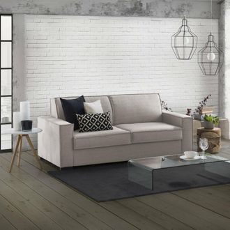 Talamo Italia 3-Sitzer Schlafsofa Adalgisa, Wohnzimmersofa mit drehbarer &Ouml;ffnung, gepolsterter Stoff, Standardarmlehnen, 100 % Made in Italy, cm 220x95h90, Taupe
