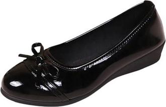 Generic Chaussures de ballet d&eacute;contract&eacute;es avec noeud pour femme - &Eacute;l&eacute;gantes - Couleur unie - Cuir verni - L&eacute;g&egrave;res, &eacute;l&eacute;gantes et confortables - Pour le travai