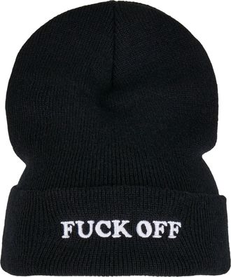 Mister Tee Unisex Fuck Off Beanie Black/White, one Size