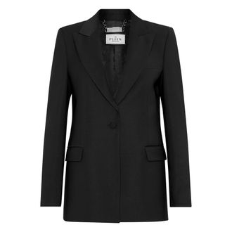 Philipp Plein Wool Boxy Blazer Crystal Skull - - Jackets - Damen - Schwarzk - S