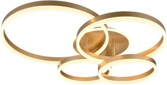 Trio Plafonnier LED lampe de salon fonction m&eacute;moire t&eacute;l&eacute;commande couleur or L 80 cm
