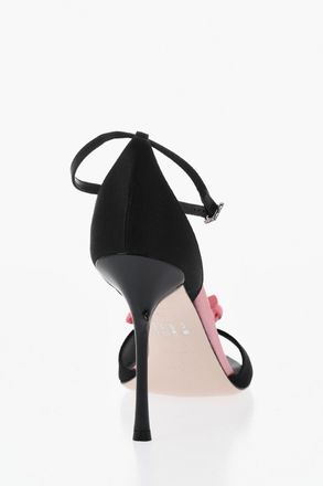 Roger Vivier Silk T-Strap Sandals with Front Rose 10cm Roger Vivier