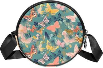 Generic Sac &agrave; bandouli&egrave;re rond pour femme, petit sac &agrave; bandouli&egrave;re color&eacute; avec fermeture &eacute;clair, bretelles r&eacute;glables, sac &agrave; main rond d&eacute;contract&eacute; pour femmes 