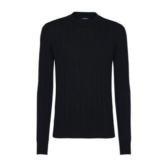 Balmain Homme, Pulls, Noir, Taille: XL Pull en maille c&ocirc;tel&eacute;e soie et coton coupe slim