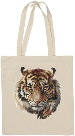 Generic Tiger Face Drawing Sac fourre-tout en coton naturel Blanc