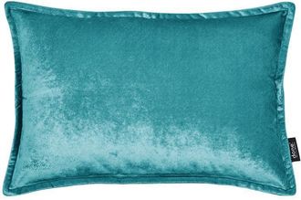 Done Glam Kissenhülle Aqua 40x60cm glamouröser Samt Handarbeit Metallic-Effekt schick umlaufende Steppnaht weich Reisverschluss 100% Polyester