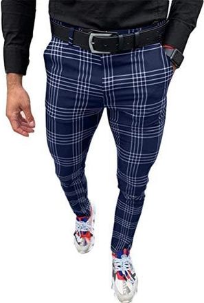 Onsoyours Hommes Chino Pantalon Slim Fit Rayé Mode Casual Élastique Pantalon à Carreaux Business Pantalon de Sport Décontracté Coupe Ajustée Pantalon daffaires 