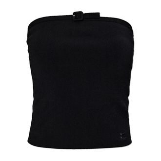 Courr&egrave;ges Femme, Tops, Noir, Taille: 36 FR Top Tricot C&ocirc;tel&eacute; &Eacute;paules D&eacute;nud&eacute;es