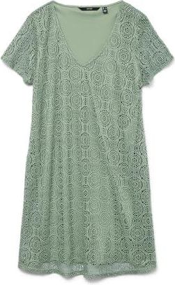 Vero Moda Neck Short Dress Vmmaya SS Robe Courte à col en V JRS SPE, Hedge Green, M Femmes