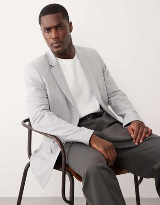 Mango Paris - Superschmal geschnittener Anzugblazer in Steingrau, Kombiteil-Neutral