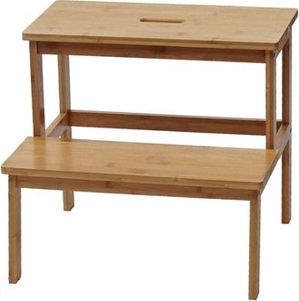 Mendler Mendler - Tabouret marche-pied HWC-B87, banquette, marchepied, tabouret en bois, bambou 43x47x38cm