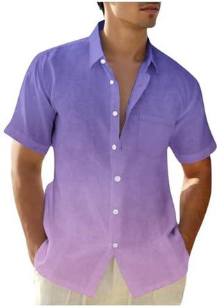 Generic Chemise &agrave; manches courtes pour homme, style d&eacute;contract&eacute;, classique, col rabattable, &eacute;l&eacute;gant, extensible, l&eacute;ger et confortable, chemise boutonn&eacute;e pour 