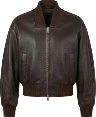 Self Portrait Femme, Vestes, Brun, Taille: 38 FR Bomber court en cuir