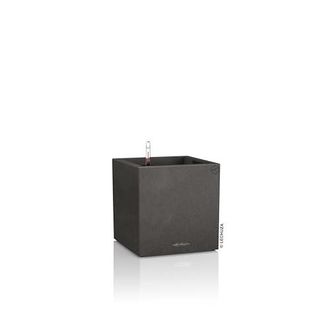 Lechuza CANTO Stone low 40, graphitschwarz, Hochwertiger Kunststoff, Inkl. Bewässerungssystem, Herausnehmbarer Pflanzeinsatz, für Innen- und Außenbereich, 137