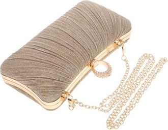 Yarnow Pochette Pliss&eacute;e &agrave; Paillettes Paquet De Soir&eacute;e Chic Satin Alliage De Zinc Femme Mariage F&ecirc;te &Eacute;l&eacute;gante Petites Dimensions Dor&eacute;