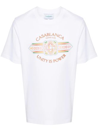 Casablanca Einigkeit ist Macht Bedrucktes T-Shirt in Wei&szlig;