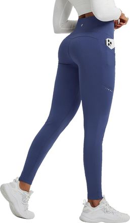 Baleaf Damen Thermo Leggings gefütterte Winter Hose mit Teddy Fleece high Waist Winter wasserdichte Sporthose Blau XXL