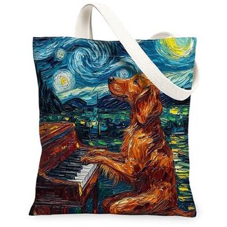 Generic Sac fourre-tout en toile pour faire du shopping Motif chien Setter irlandais 33 x 38,1 cm, sac d&eacute;picerie r&eacute;utilisable pour femme, animal de compagnie,