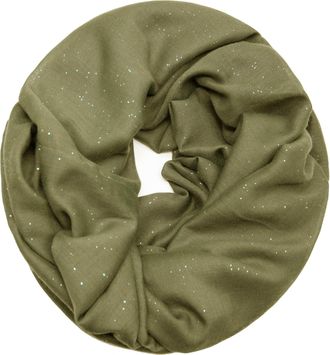 Glamexx24 Loop Schal Damen Schlauchschal Glitzer Unifarbener Rundschal Halstuch f&uuml;r Fr&uuml;hling, Sommer, Herbst, Winter, Militaergruen