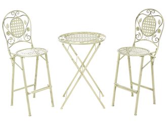 Beliani Gartenm&ouml;bel Bartisch Set Metall gr&uuml;n Antik-Optik klappbar romantisch Bivio