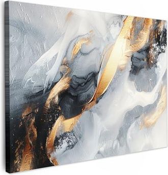 MuchoWow © Impression sur Toile Photo Peinture 70x50 cm Tableau Decoration Murale Chambre Salon Maison Deco Cuisine Art - Or - Luxe - Abstrait - Moderne
