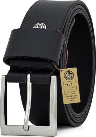 Lindenmann Leder-G&uuml;rtel Herren 40 mm breit, G&uuml;rtel Herren Vollrindleder schwarz, Farbe/Color:schwarz, Size:Bundweite 115 cm Gesamtl&auml;nge 130 cm W 45.3 XXL