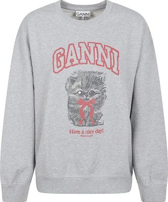 Ganni Femme, Sweatshirts et sweats &agrave; capuche, Gris, Taille: 40 FR Crewneck SweaT-shirt