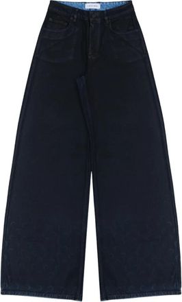 Marine Serre Femme, Jeans, Noir, Taille: 42 FR Moon Waxed Denim High-Waist Flare Jeans