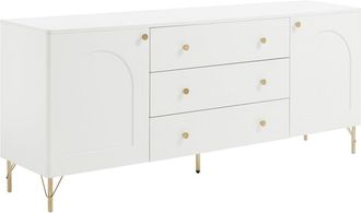 Vente-Unique Buffet ALOBARA mit 2 T&uuml;ren und 3 Schubladen - Wei&szlig; & Gold - ALOBARA