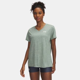 Under Armour Tech Twist Kurzarm-Oberteil mit V-Ausschnitt f&uuml;r Damen Refresh Mint / Wei&szlig; XXL