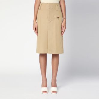 Bottega Veneta Beige cotton canvas midi skirt