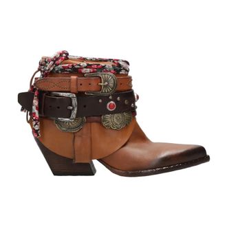 Elena Iachi Femme, Chaussures, Brun, Taille: 40 EU Bottines en Cuir Clout&eacute;es