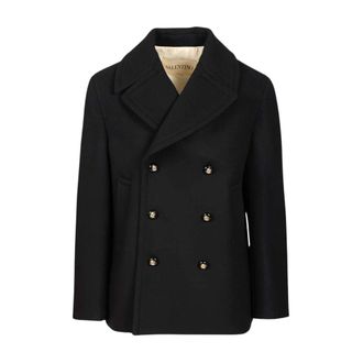 Valentino Garavani Doppelreihiger Woll-Pea-Coat - - Coats - Herren - Schwarzk - S