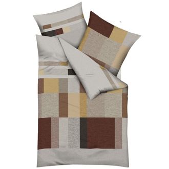 Kaeppel Fein-Biber Bettw&auml;sche in 135x200 + 80x80 cm Design 115-582-D1 Damian Zimt Melange-Optik
