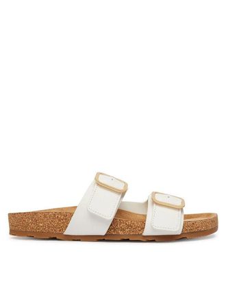 Tommy Hilfiger Pantoletten Double Strap Cork Sandals FW0FW09118 Wei&szlig;