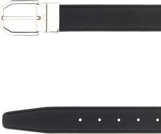 Brioni Silver-Buckle Leather Belt - Black