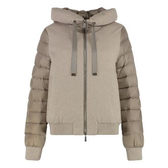 Moorer Bomber &agrave; capuche rembourr&eacute; - Femme - Vestes - Beige - Taille: 36 FR