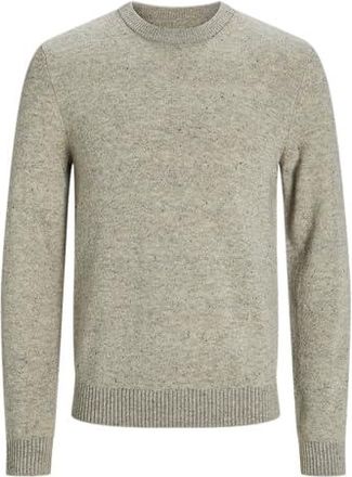 Jack & Jones Jprcclambswool Knit Crew Neck Ln Pull en Tricot, Gris Clair chiné/détail : torsadé, L Homme