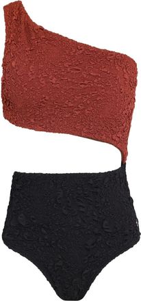Brigitte Strukturierter One-Shoulder-Badeanzug - Schwarz